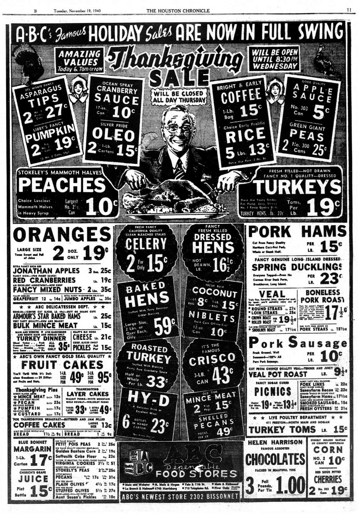Thanksgiving grocery ads from Houston's past