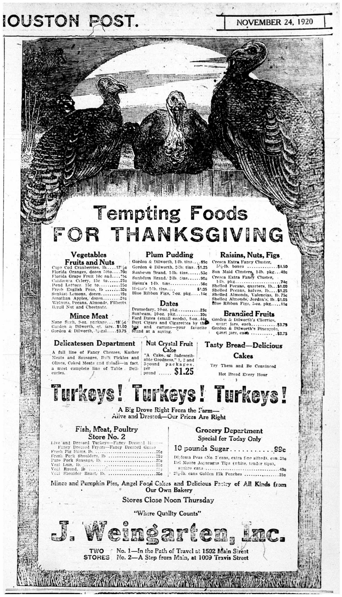 Thanksgiving grocery ads from Houston's past