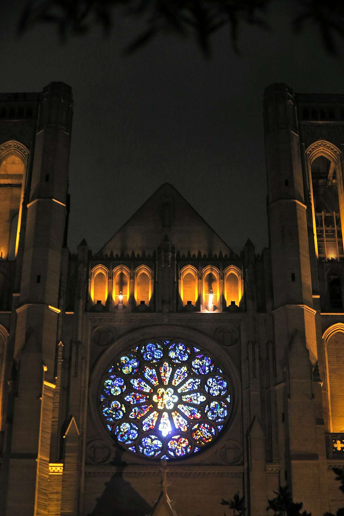 New lights in Grace Cathedral bring color to the darkness