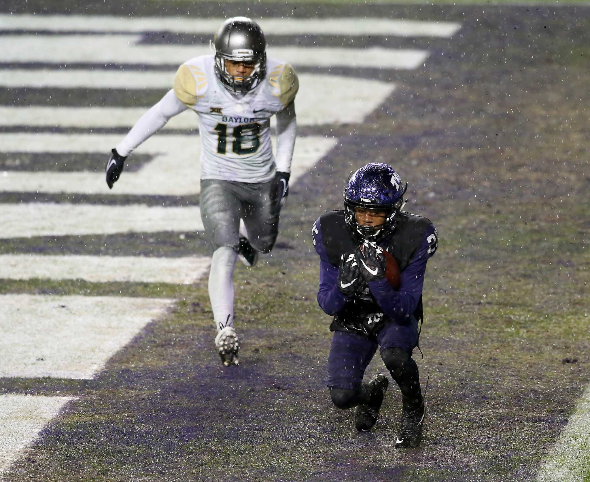 TCU washes away Baylor's playoff hopes with rainy, overtime win