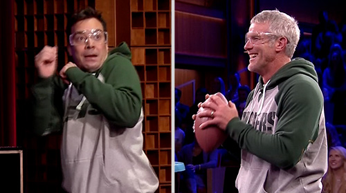 Brett Favre Scares Fallon with Wild Throws