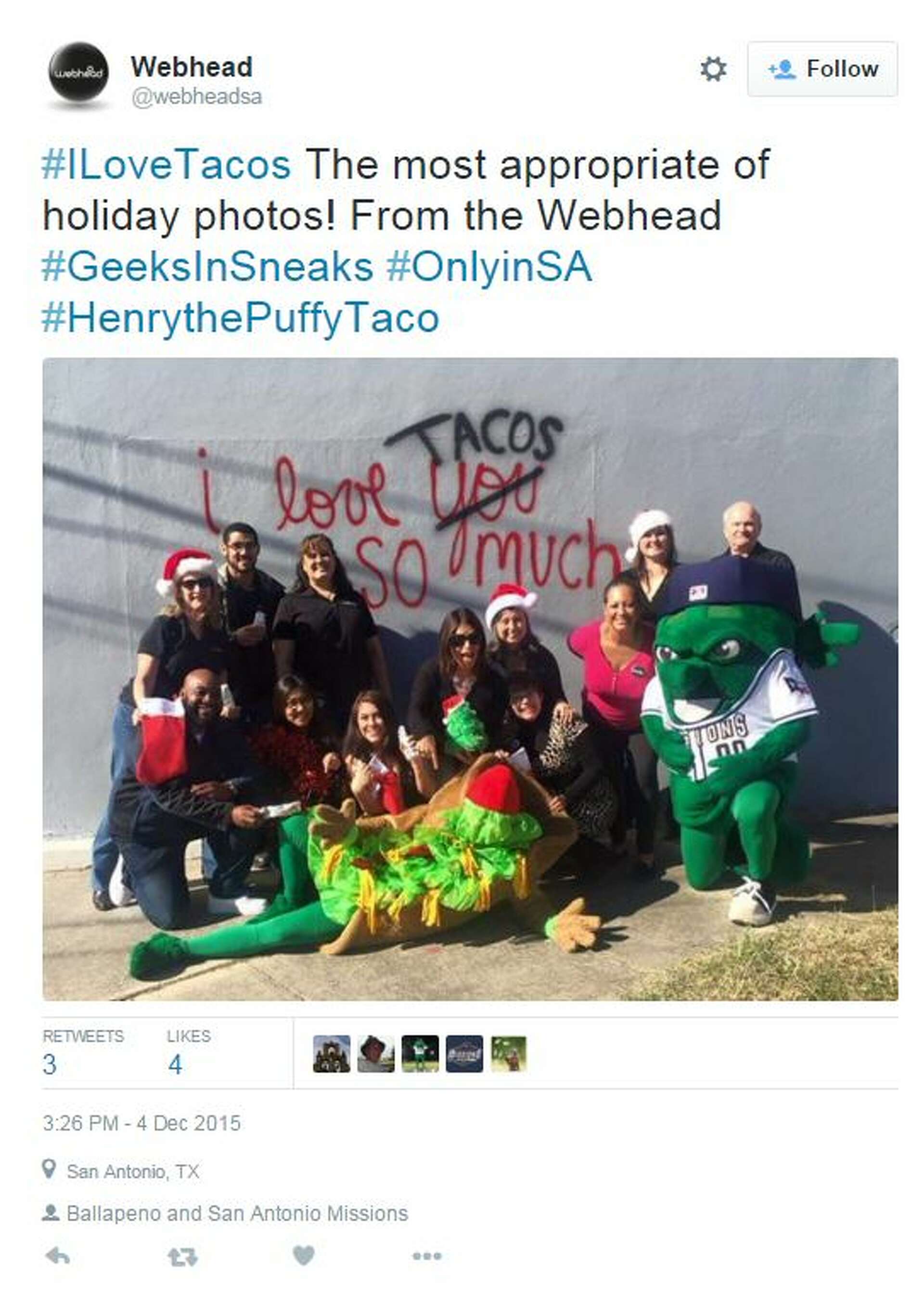 Ballapeno, Henry the Puffy Taco stop by ‘I love tacos so much’ wall for ...