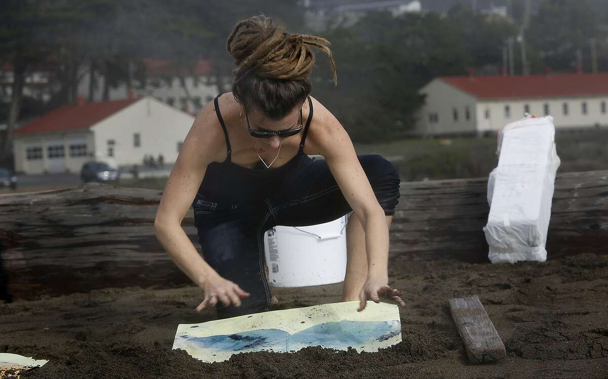 S.F. artist Meghann Riepenhoff works with waves on abstract works