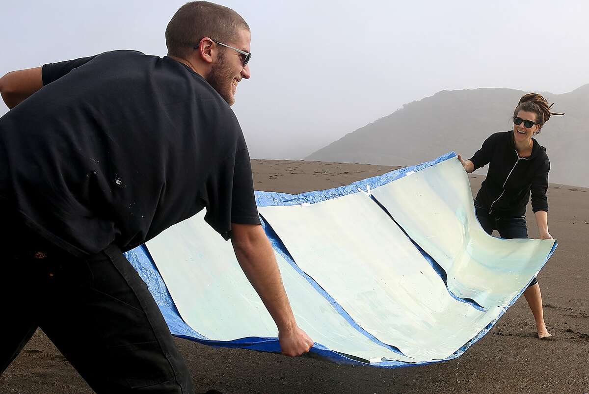 S.F. artist Meghann Riepenhoff works with waves on abstract works