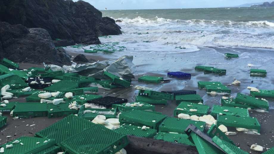 Truck-size shipping container washes up on S.F. beach - SFGate