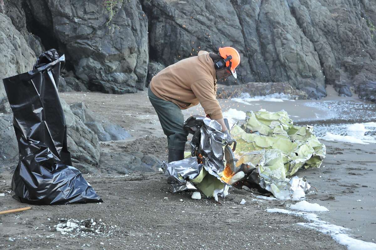 Truck-size shipping container washes up on S.F. beach