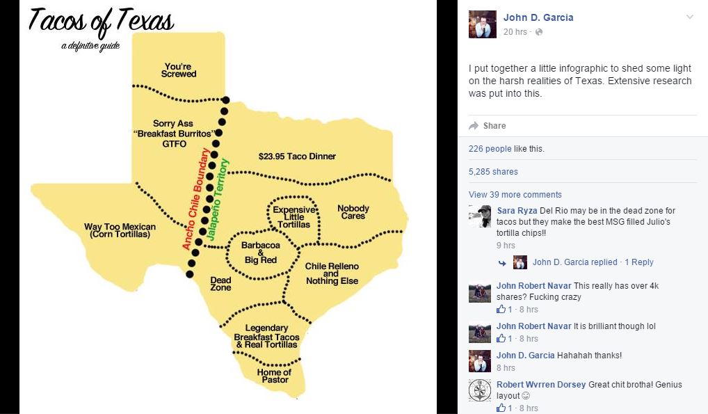 Texas man maps the 'harsh' reality of taco geography in the Lone Star State