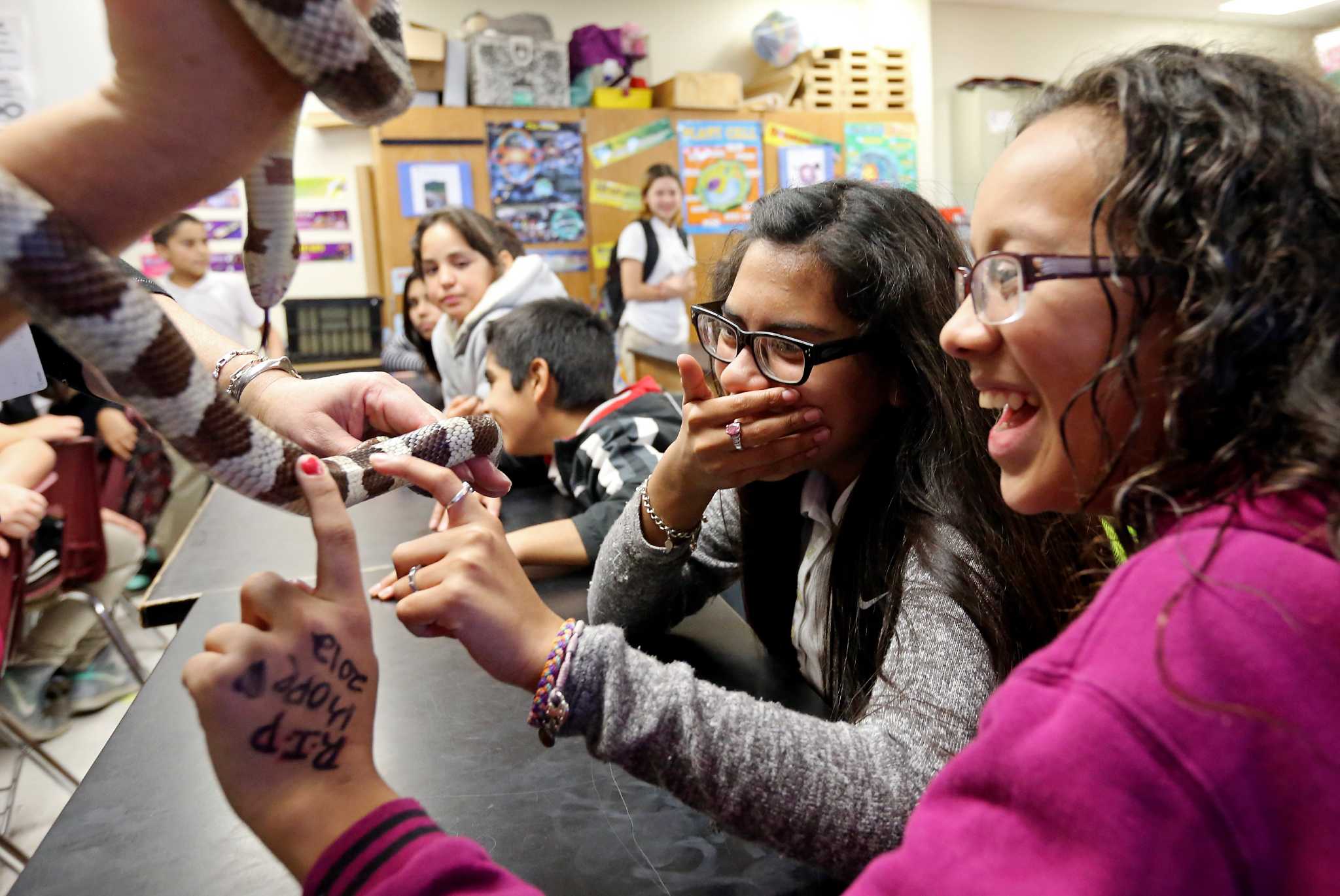 Students get feel for science with live animals in class