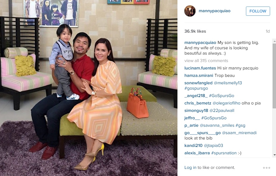 Manny Pacquiao's son is a baby San Antonio Spurs fan