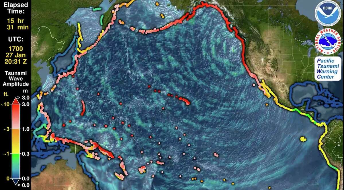 Watch the ocean-crossing tsunami generated by a NW megathrust earthquake