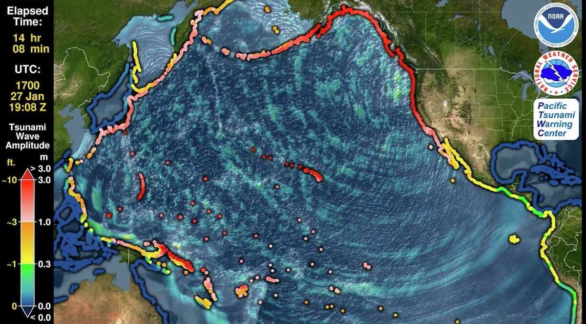 Watch the ocean-crossing tsunami generated by a NW megathrust earthquake