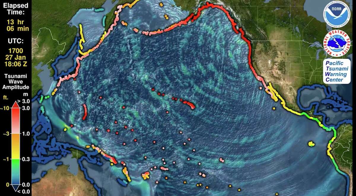Watch the ocean-crossing tsunami generated by a NW megathrust earthquake
