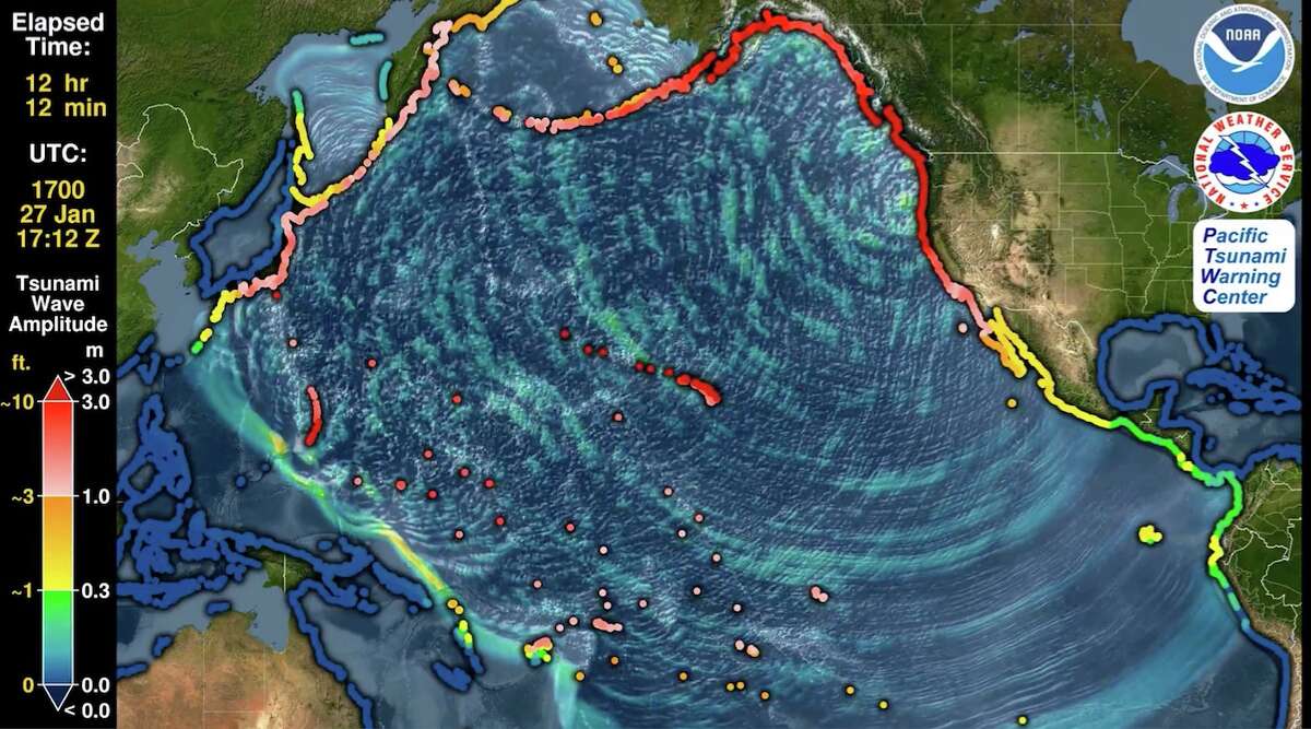 Watch the ocean-crossing tsunami generated by a NW megathrust earthquake