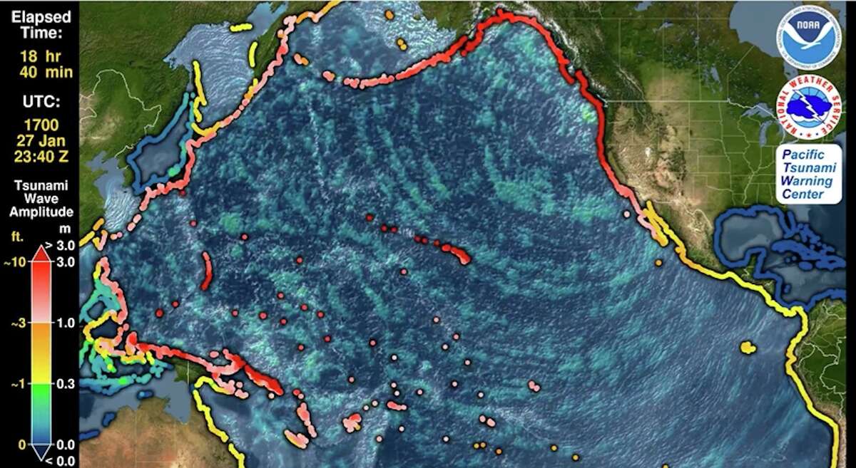 Watch the ocean-crossing tsunami generated by a NW megathrust earthquake