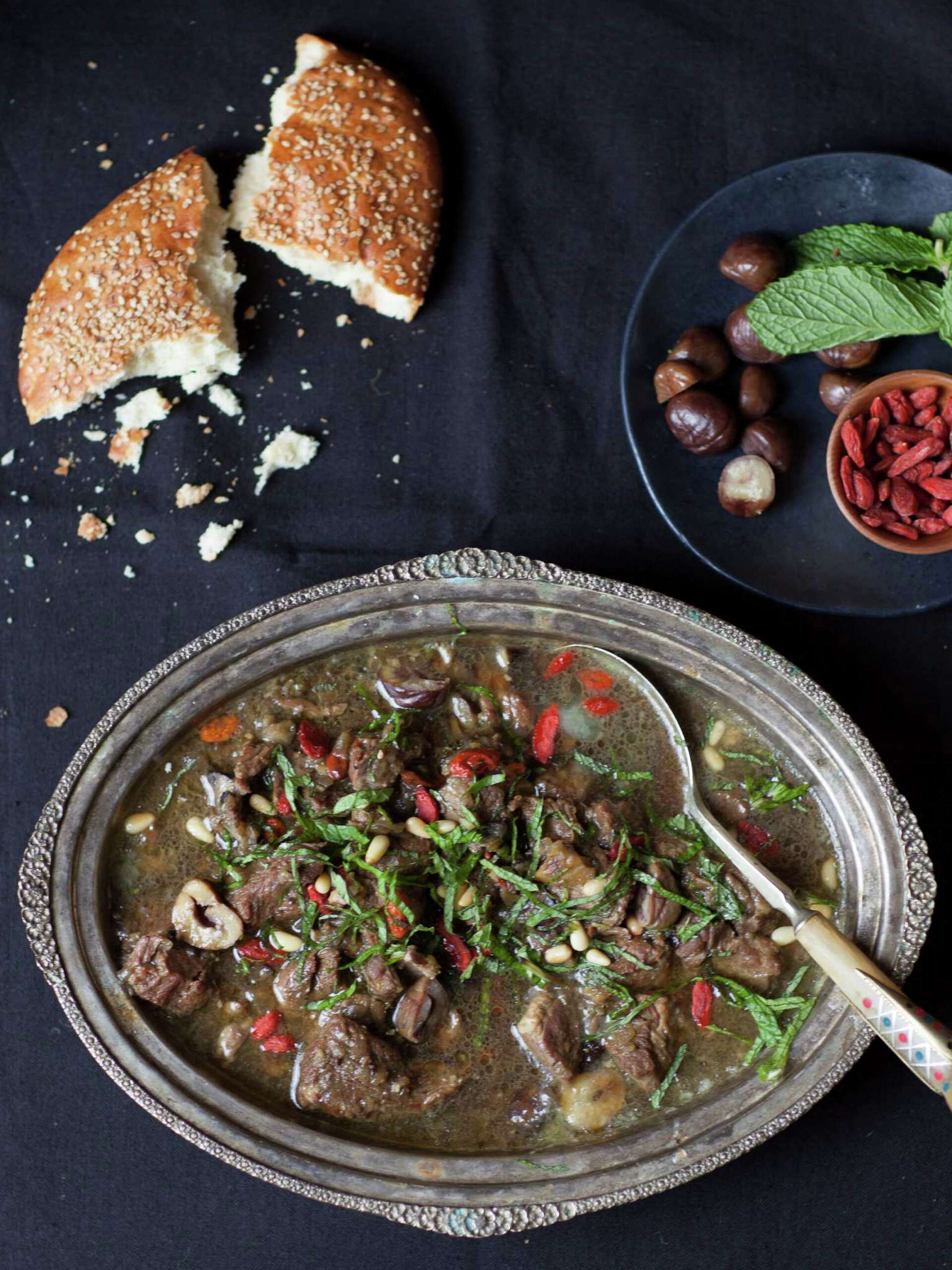 Recipe: Lamb Stew with Chestnuts, Honey, Saffron, and Goji Berries