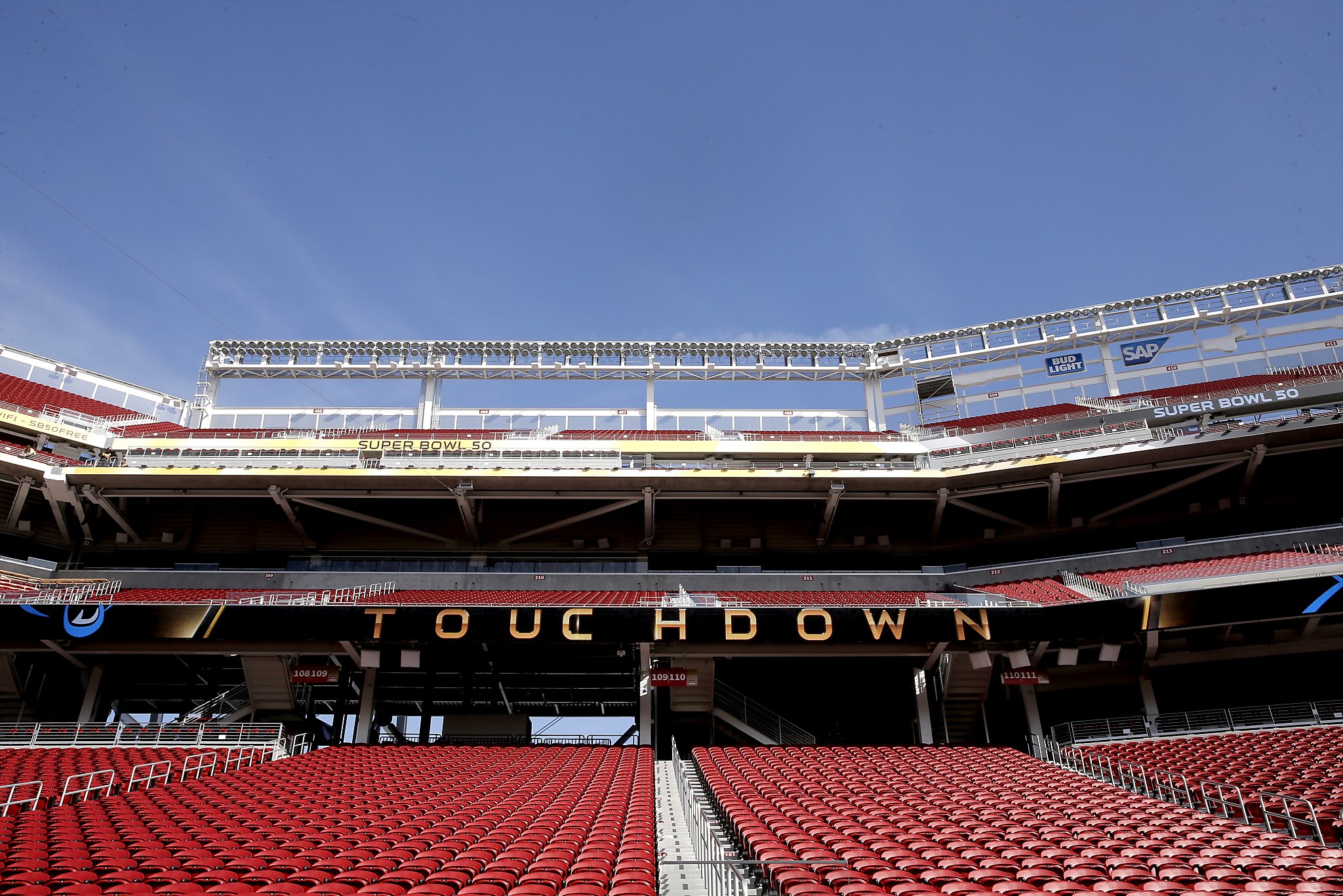 Crew paints Broncos logo in both end zones at Levi's Stadium
