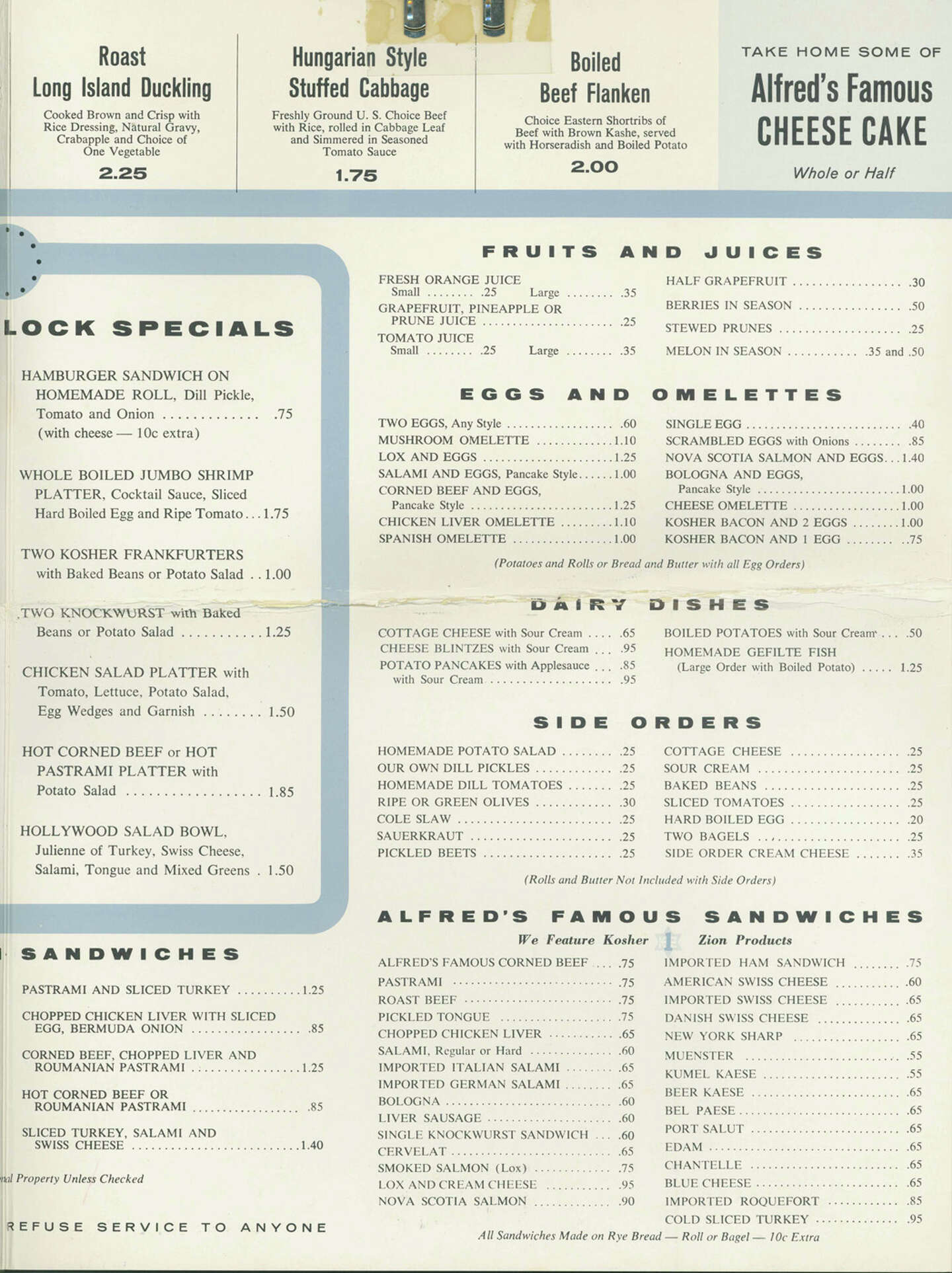 Vintage menus show which foods Americans used to love