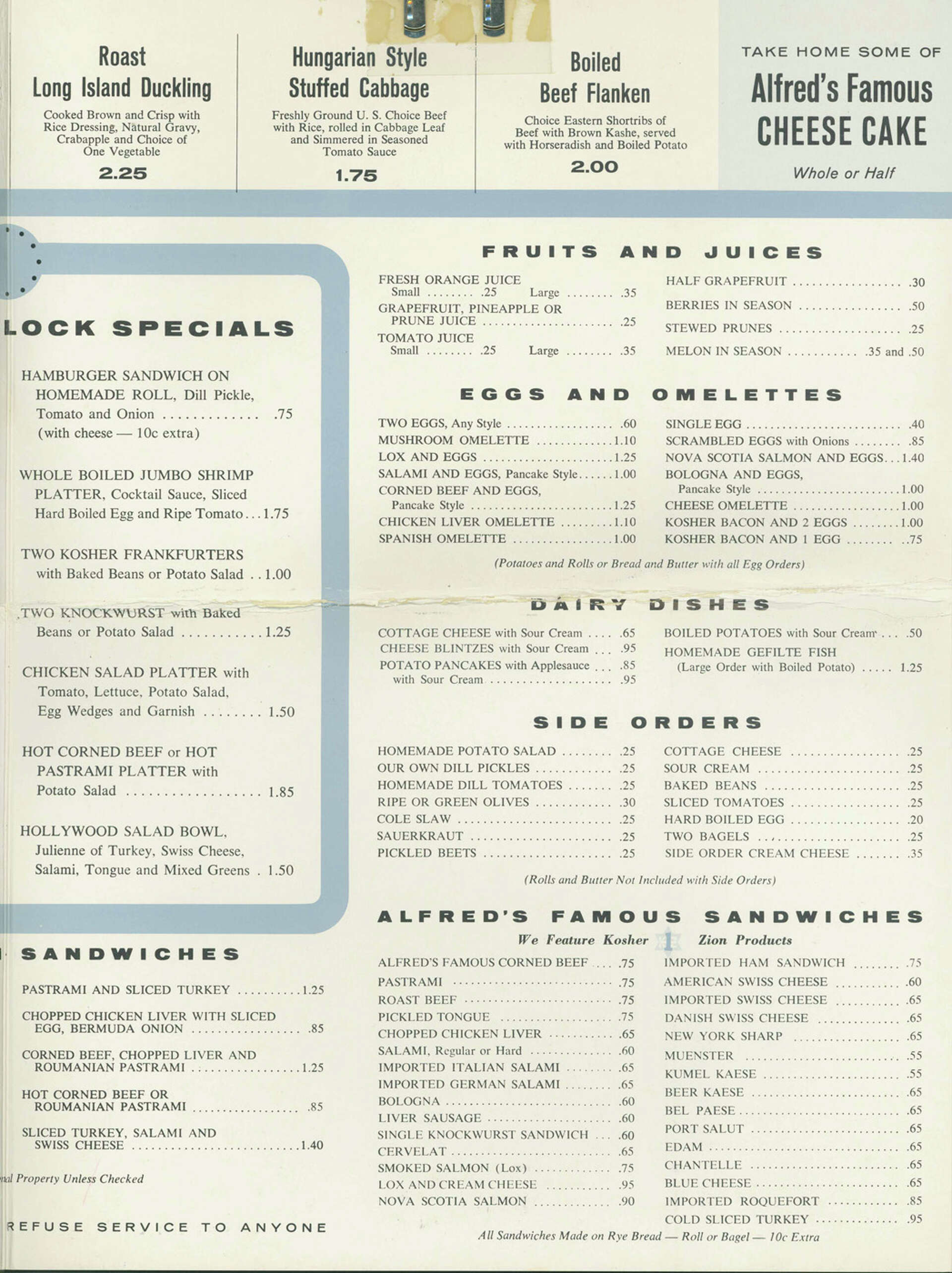 Vintage menus show which foods Americans used to love