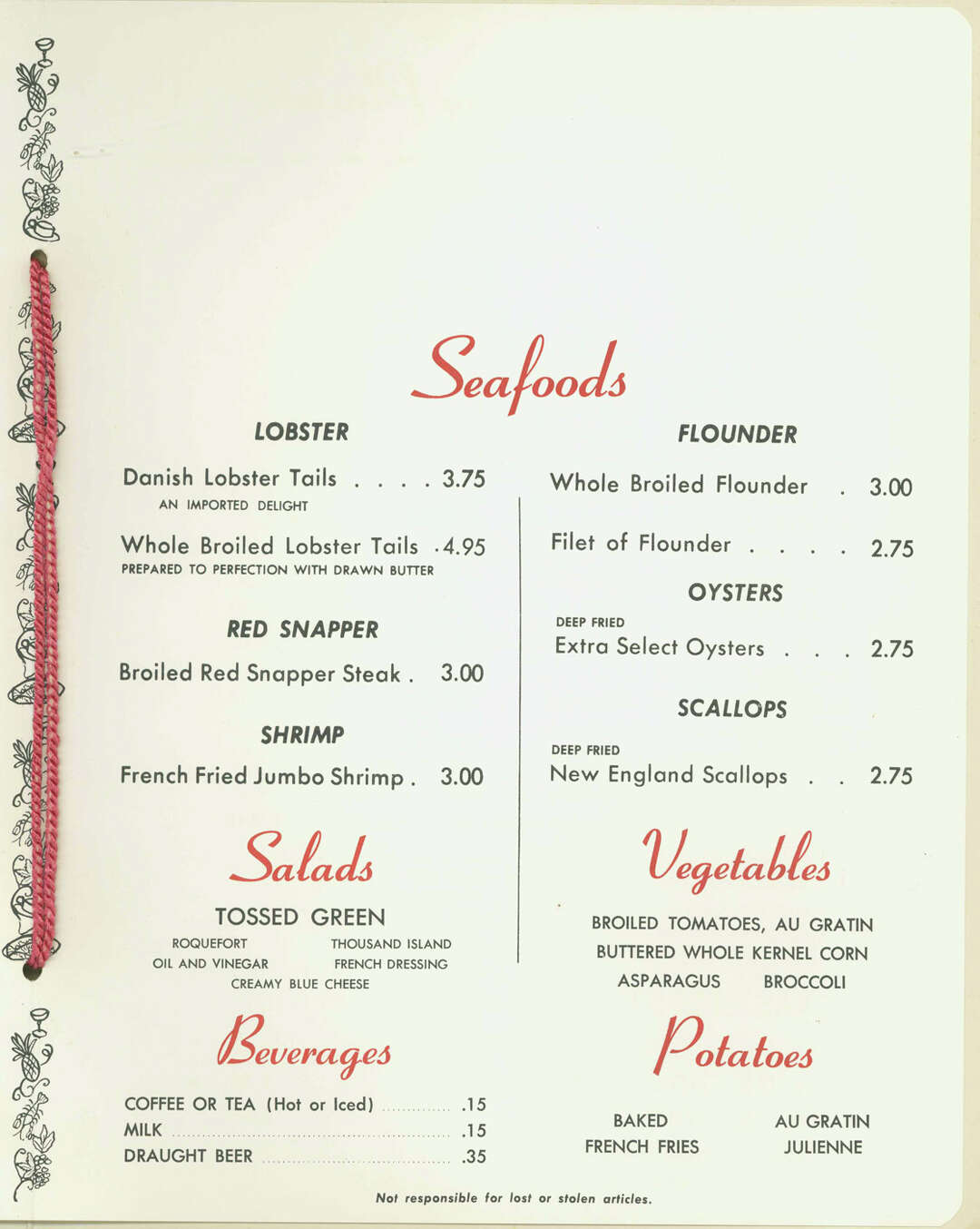 Vintage menus show which foods Americans used to love