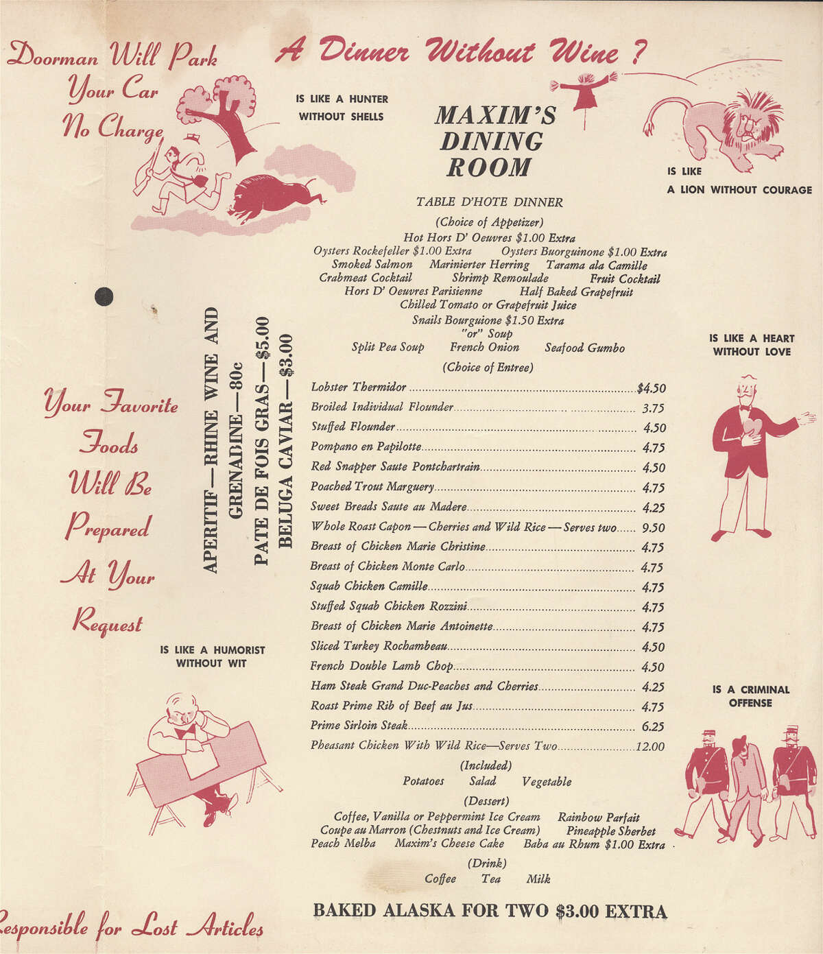 Vintage menus show which foods Americans used to love