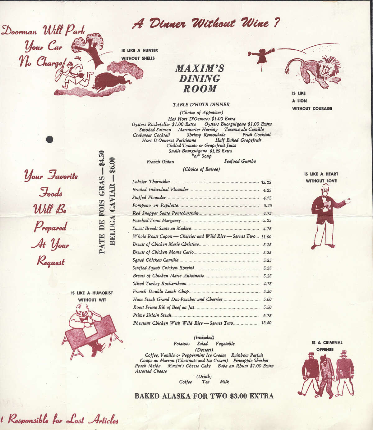 Vintage menus show which foods Americans used to love