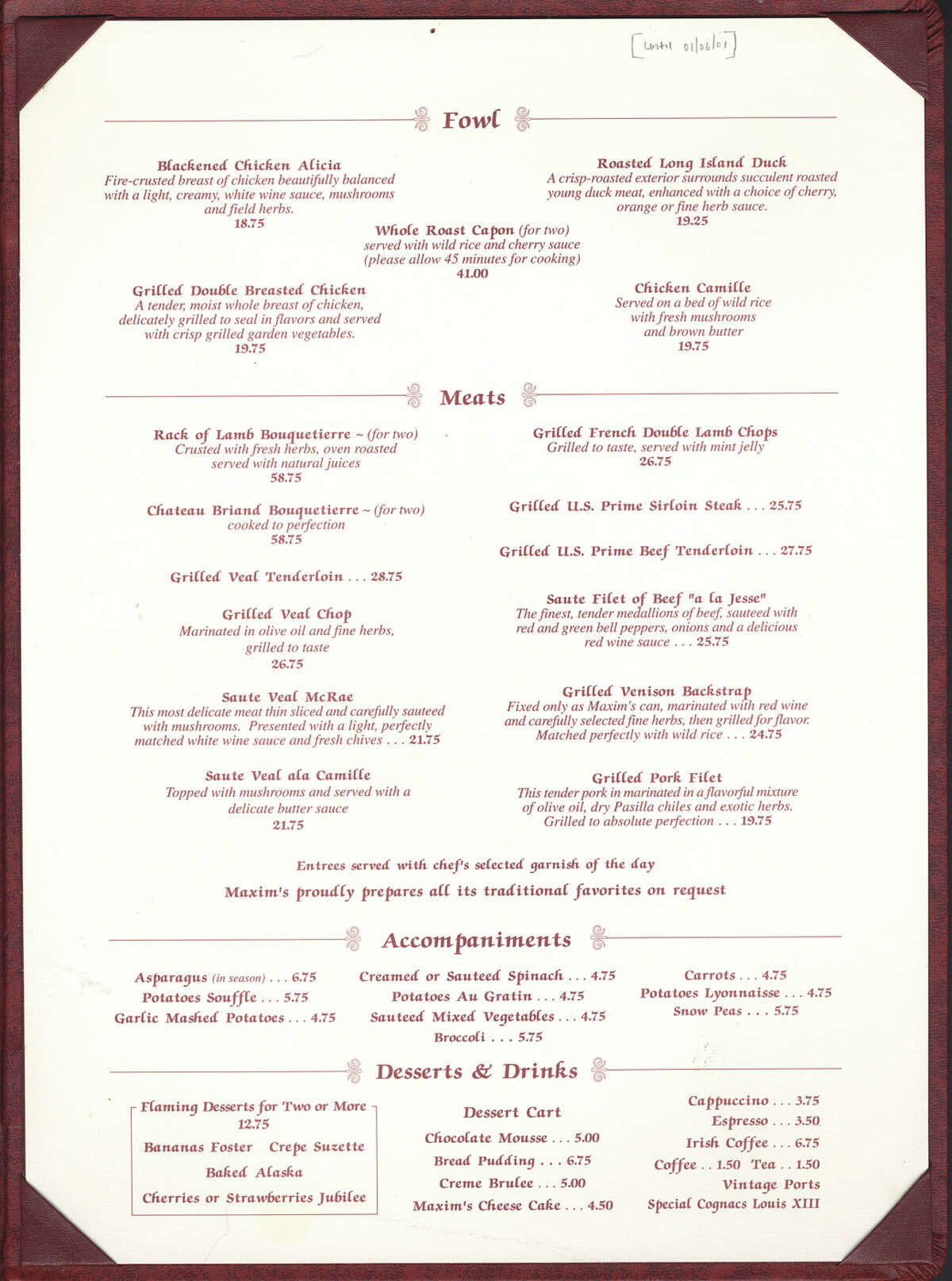 Vintage menus show which foods Americans used to love