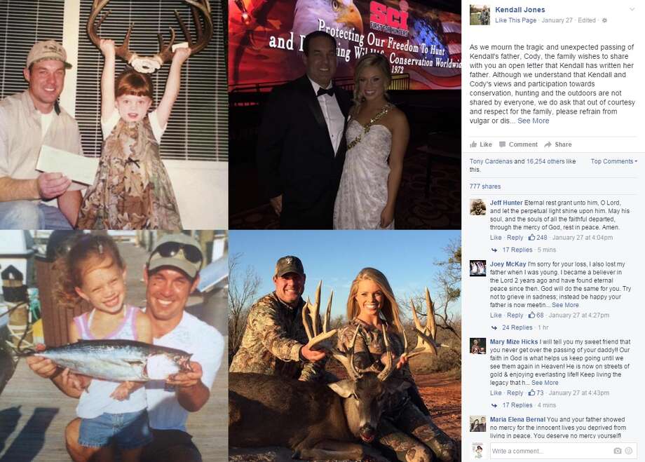 Texas huntress Kendall Jones posts Facebook open letter about dad's ...