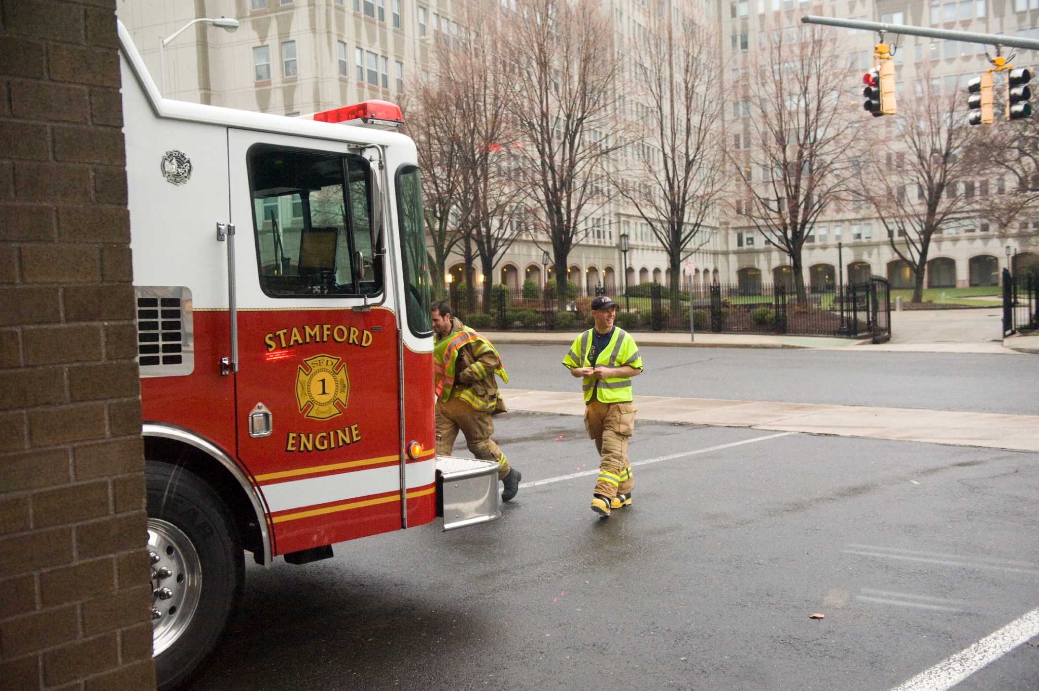 Stamford firefighters, residents unscathed in high-rise dryer fire