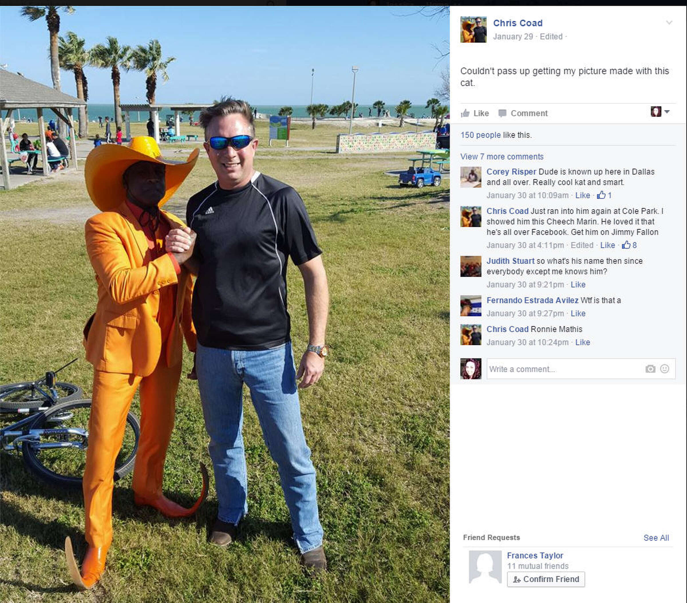 Cheech Marin posts meme of Texas man who rides bike in Mexican pointy ...