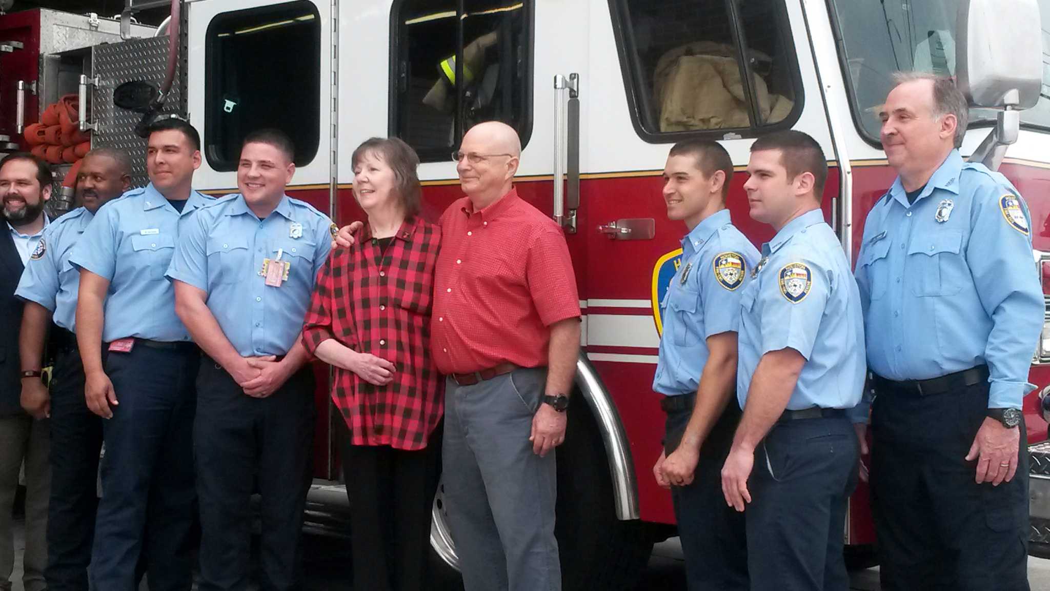 Fire rescue crew honored by woman they saved