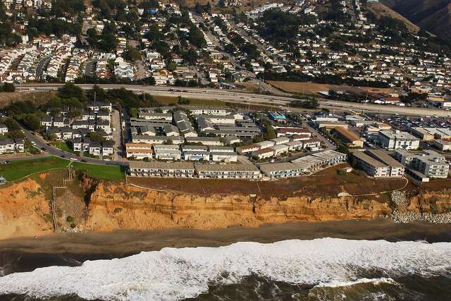 Aerial photos over decades show ocean's devouring of Pacifica cliffs
