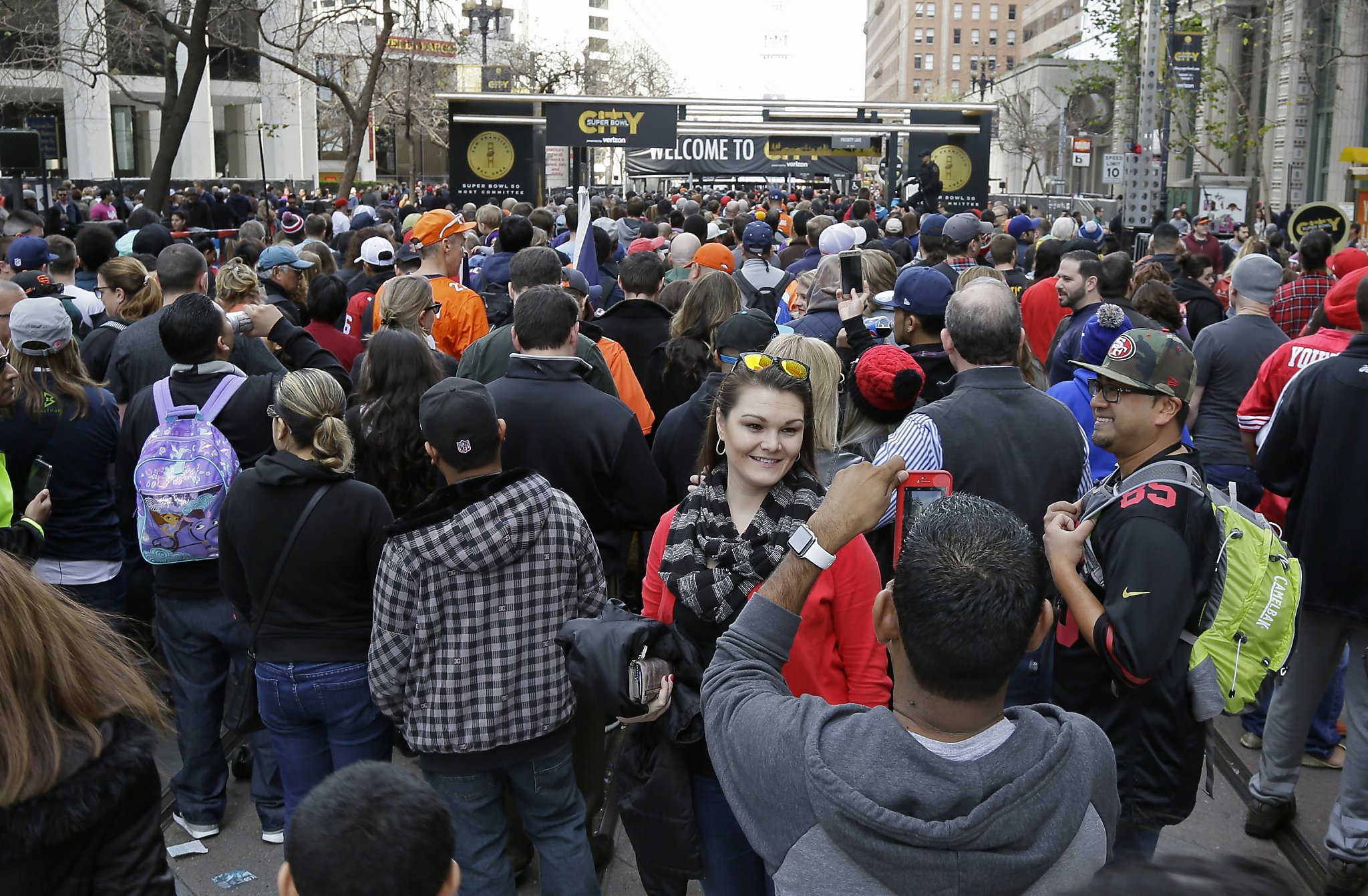 Huge crowds force evening closure of Super Bowl City