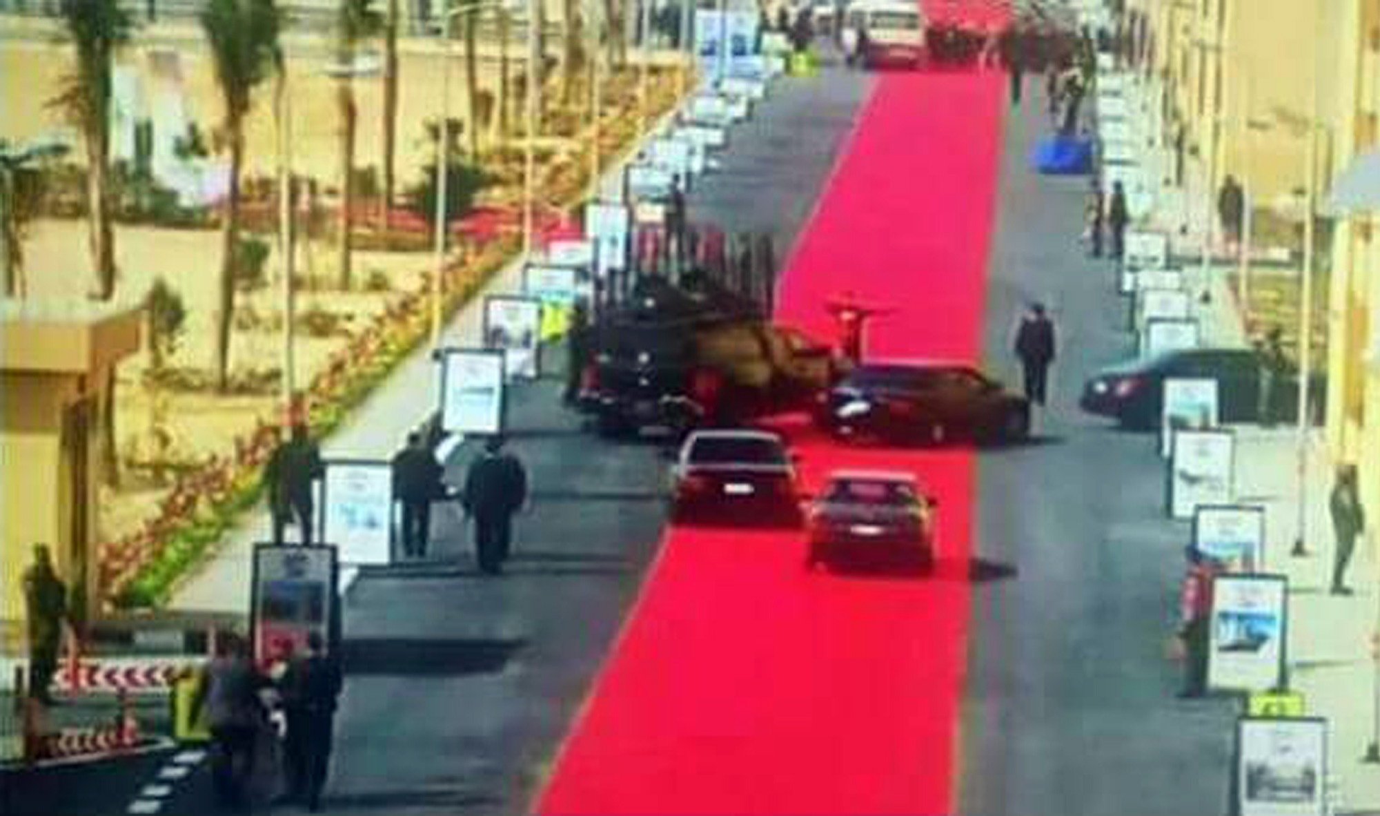 Giant red carpet for Egypt leader’s motorcade sparks uproar
