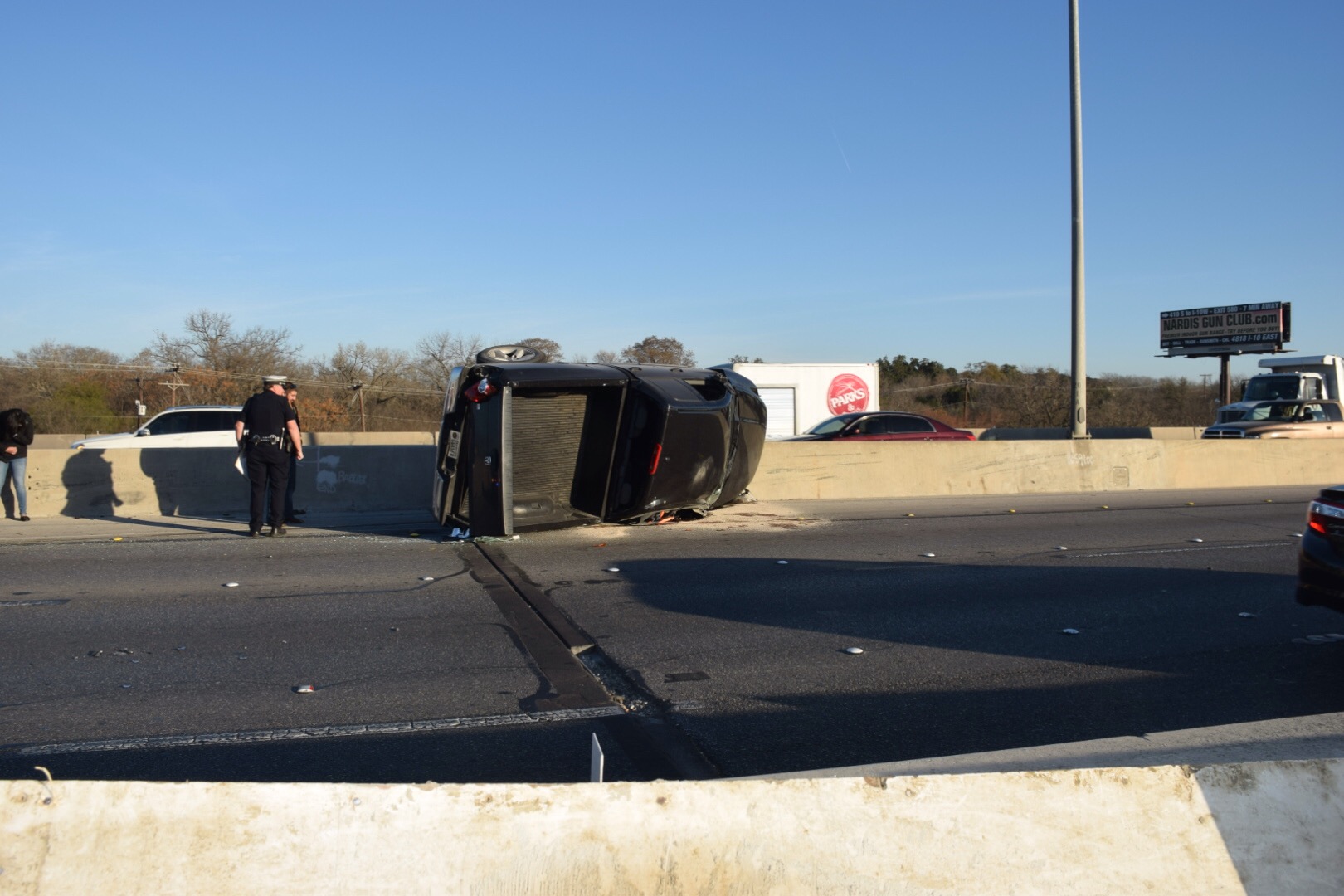 Interstate 35 traffic backed up due to rollover crash