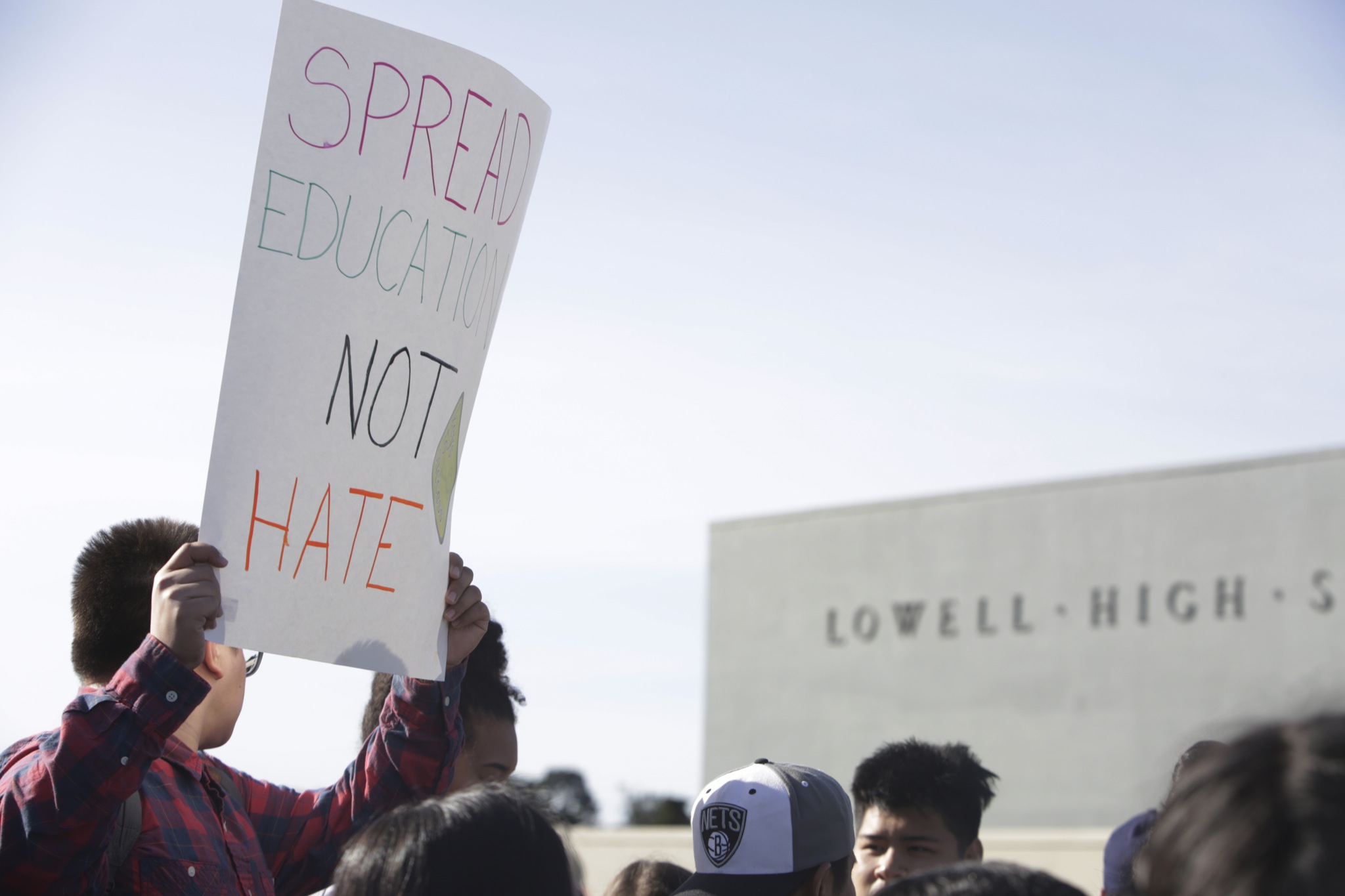 Lowell High students walk out to protest sign seen as racist