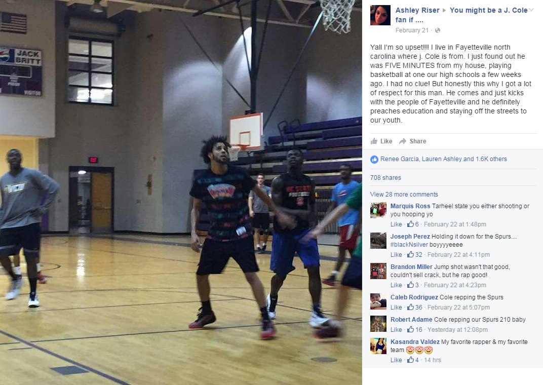 Add rapper J. Cole to the long list of celebrity San Antonio Spurs fans