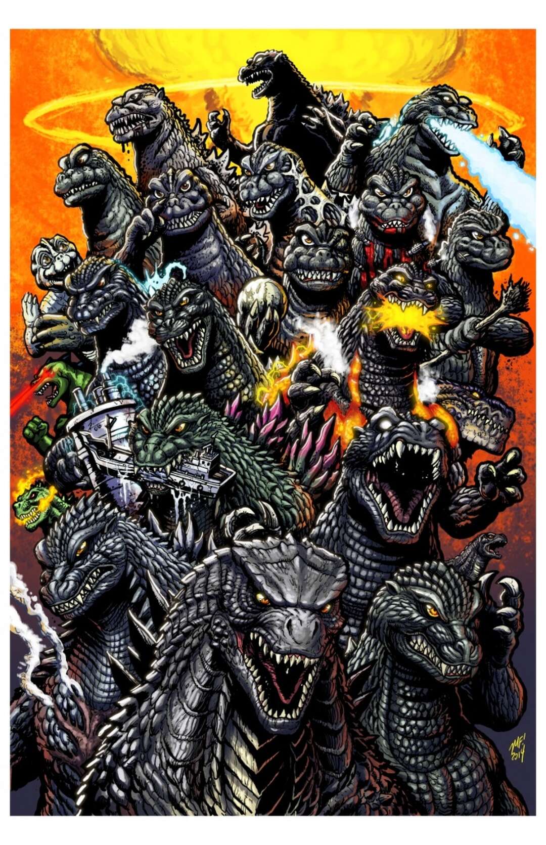 'Dueling Godzillas' art by Matt Frank shatters minds and cityscapes