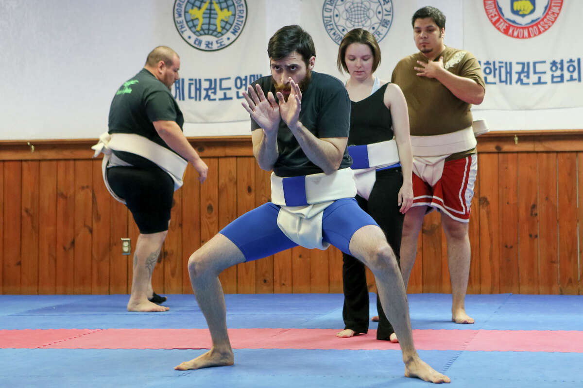 San Antonio contestants prepare to battle at sumo tournament