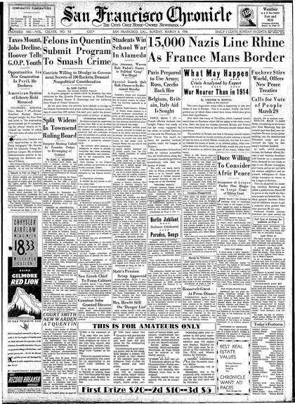 Chronicle Covers: When the Nazis entered the Rhineland - SFChronicle.com