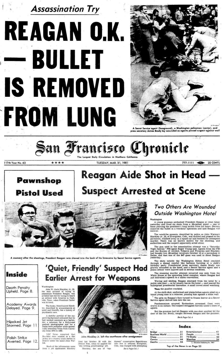 Chronicle Covers: When Ronald Reagan survived an assassination attempt