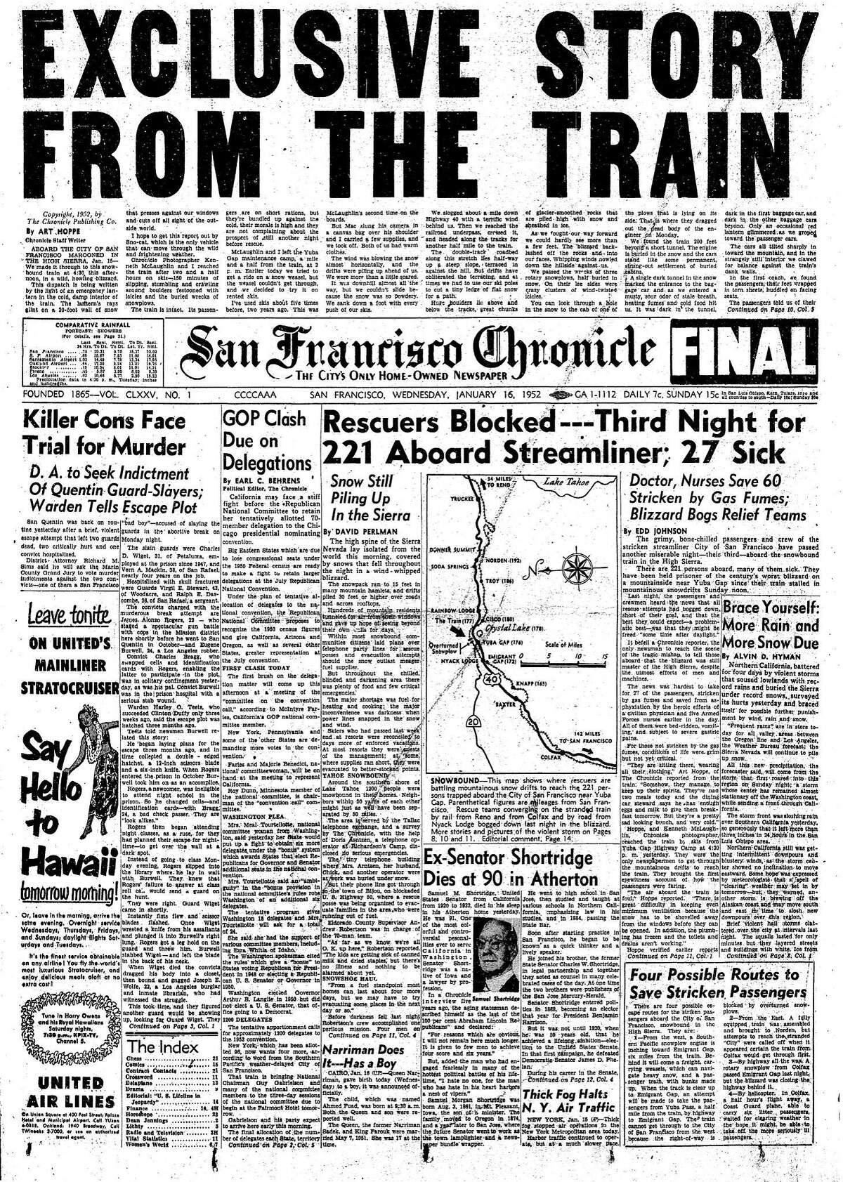 Snowbound in the Sierra: 3 days of hell on a train in 1952