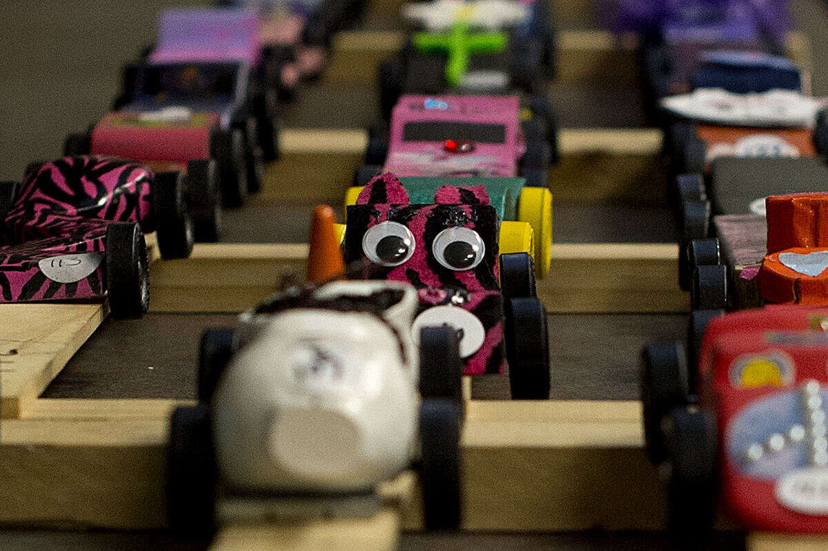 Off to the races for Girl Scouts' Pinewood Derby