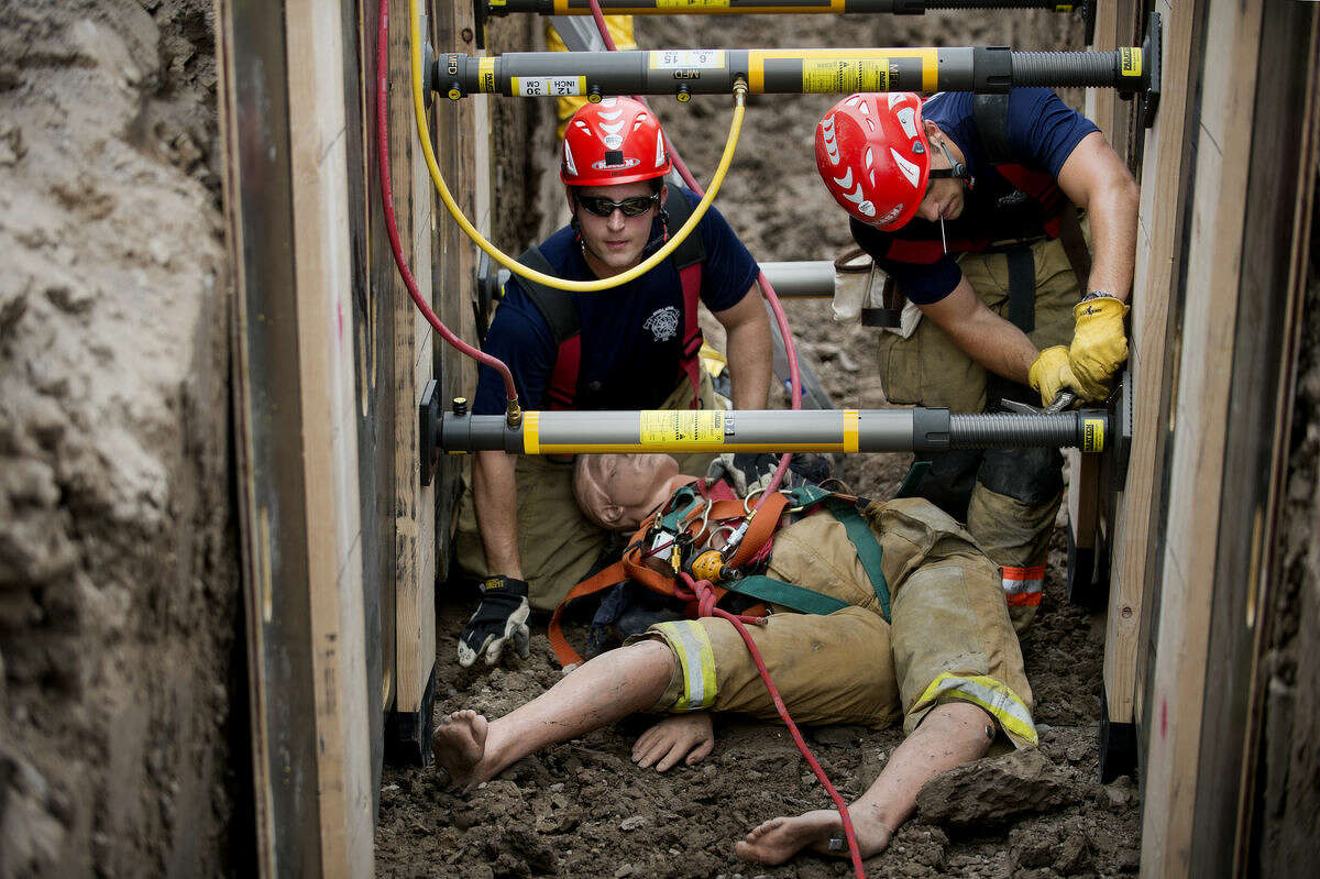 In the trench: Firefighters train at landfill
