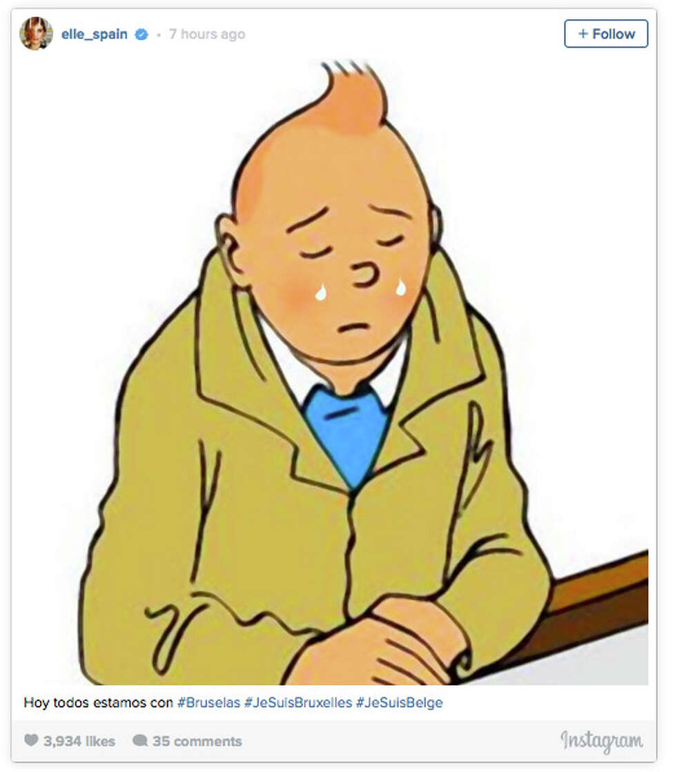Social media users share crying Tintin after Brussels attacks