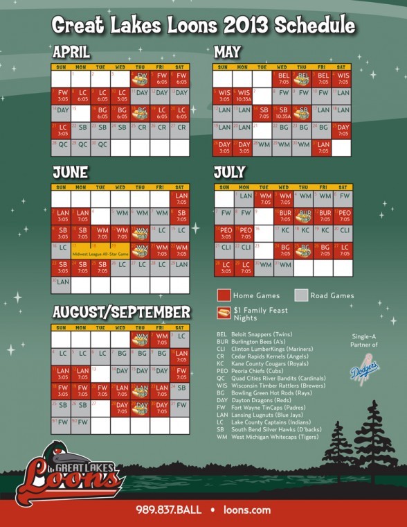Great Lakes Loons Announce 2013 Season Schedule