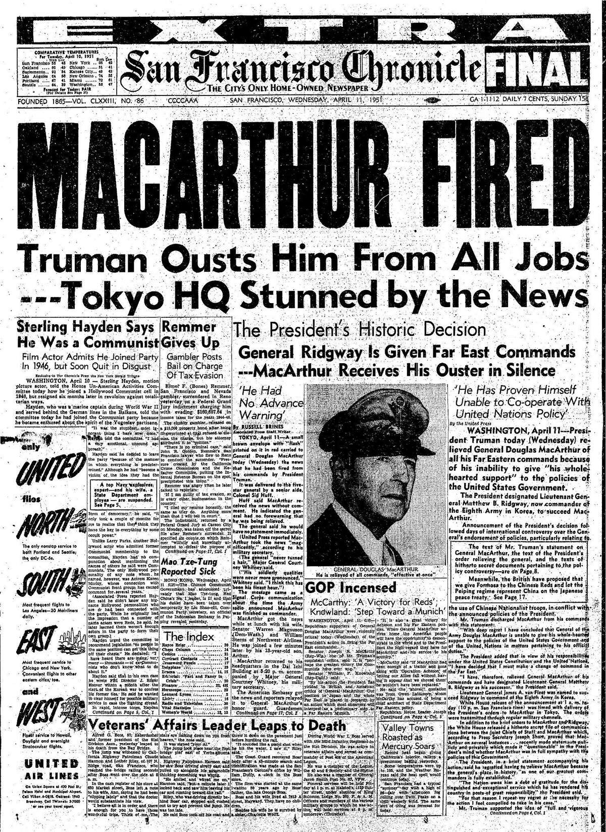 Chronicle Covers When Gen Douglas Macarthur Got The Ax