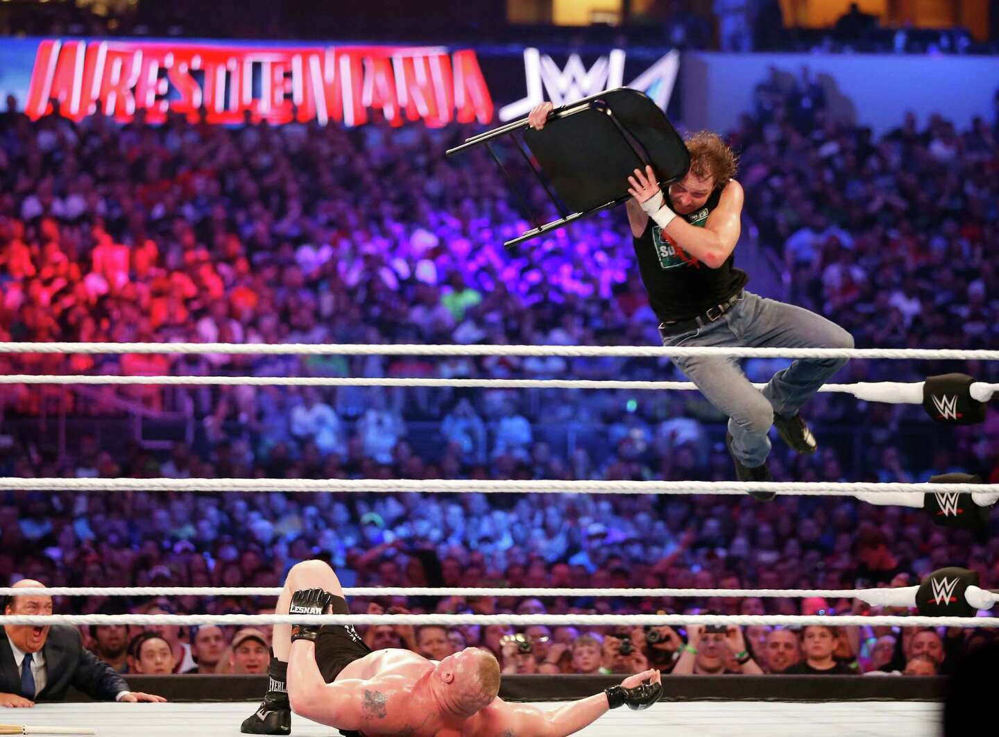 A look back at the time Donald Trump beat up Vince McMahon, then shaved ...