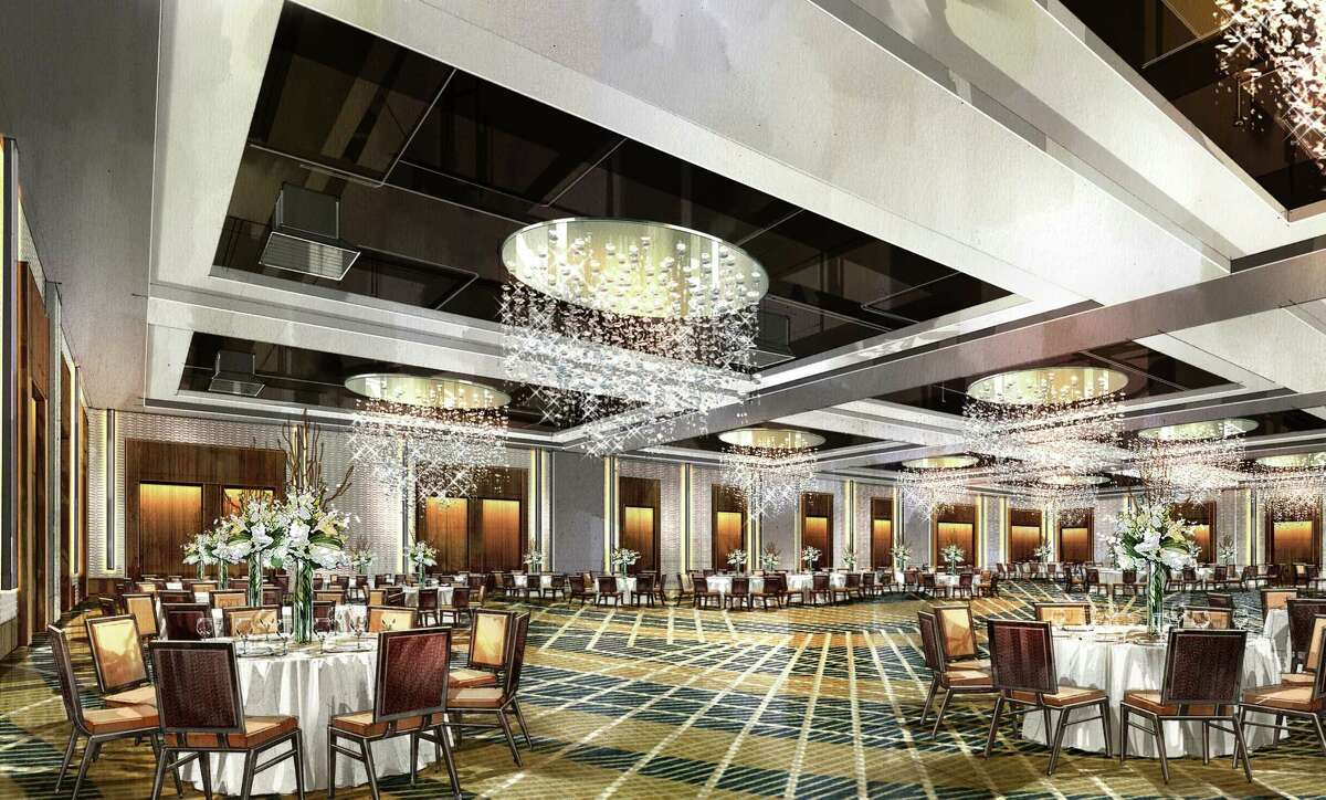 Photo: New Texas-shaped pool at Marriott Marquis is lit up at night for ...