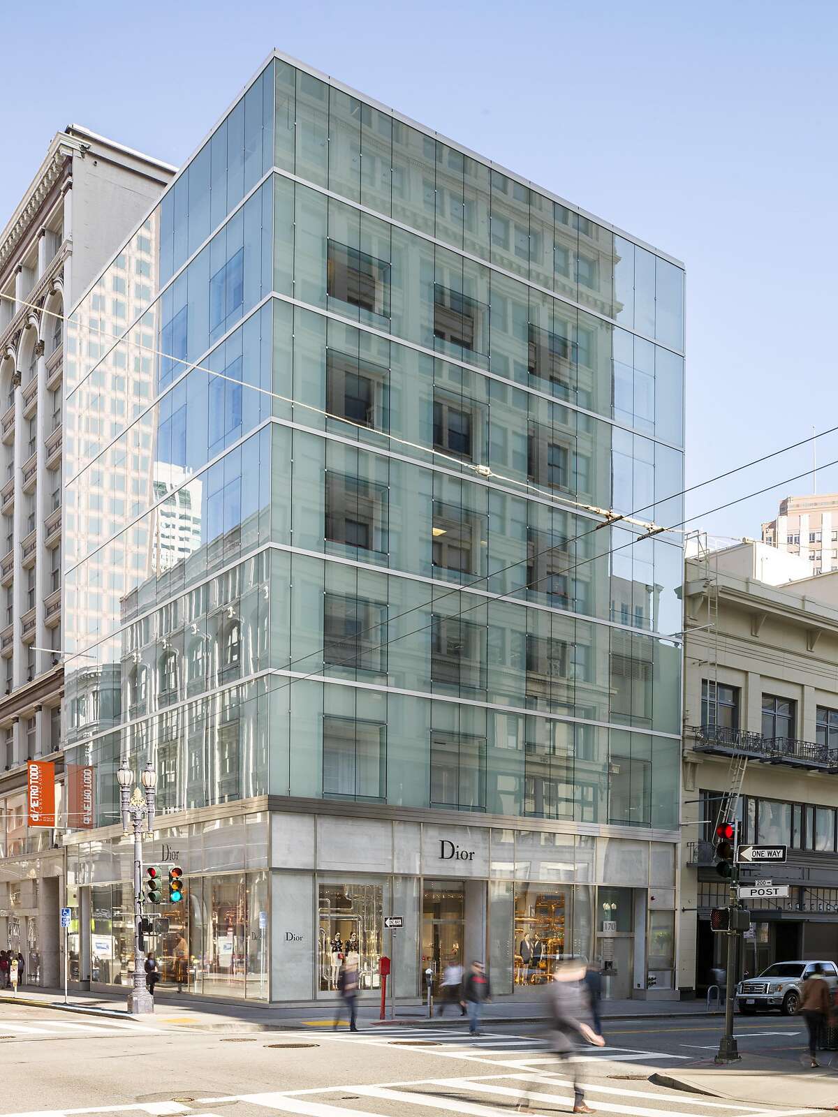 Dior waves French flag in SF