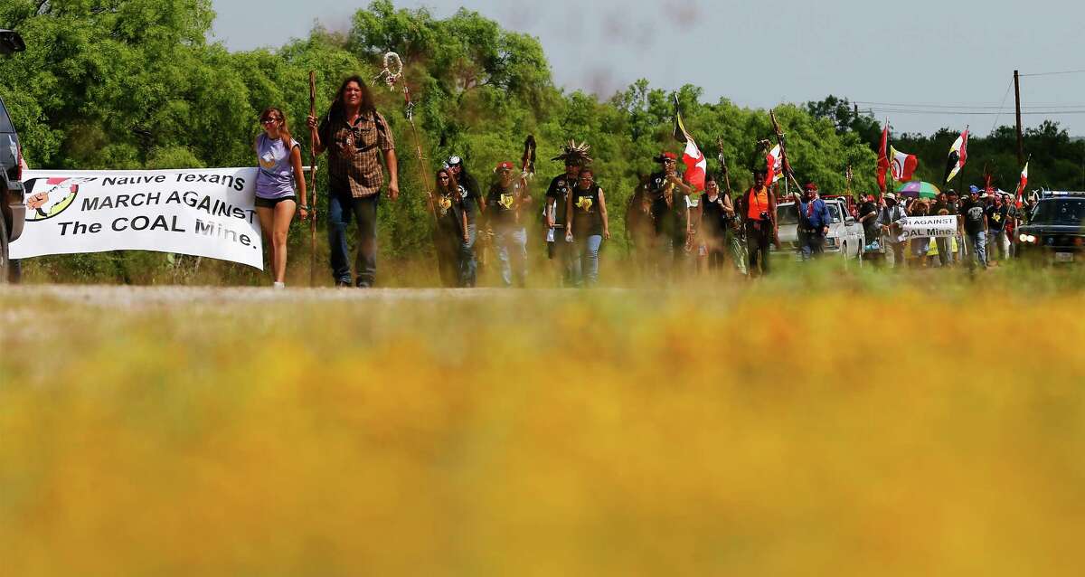Native Americans march on Eagle Pass coal mine